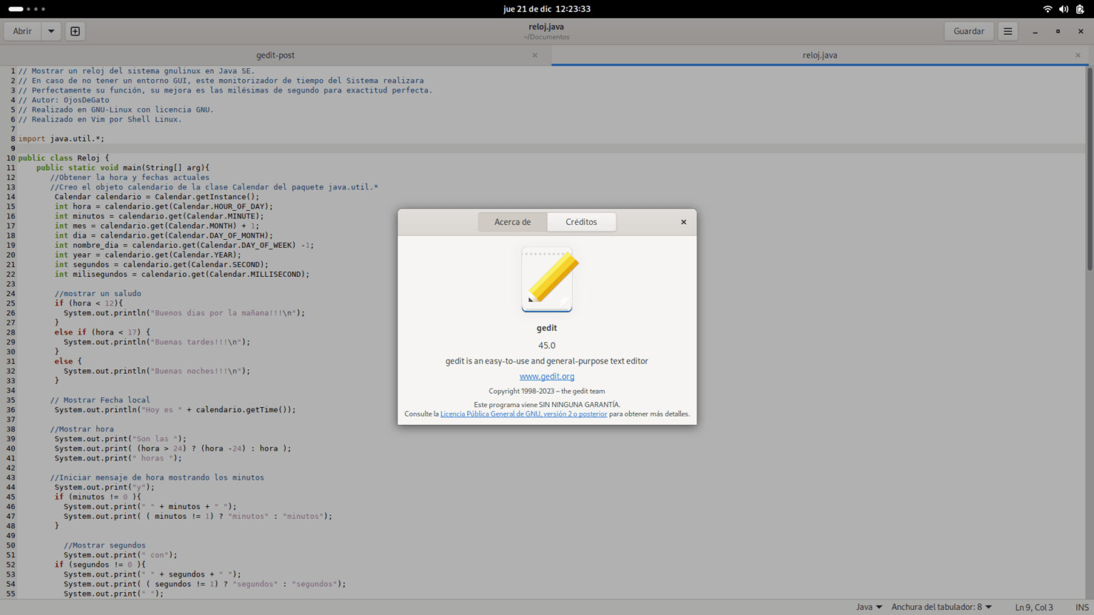 Gedit: Editor de textos gráfico en Debian Linux 12